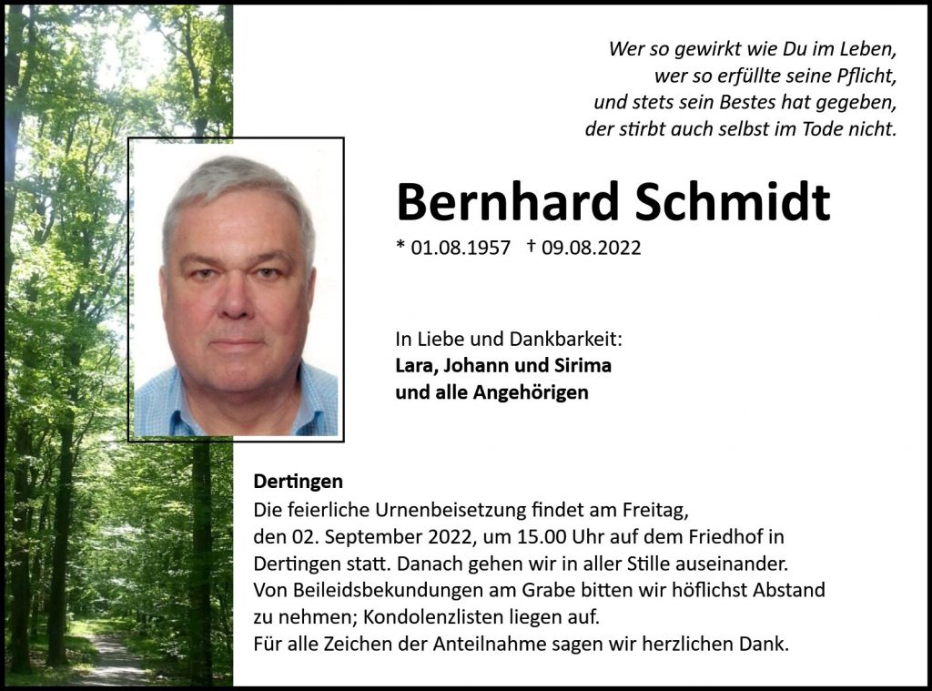 Bernhard Schmidt – Beile Bestattungen